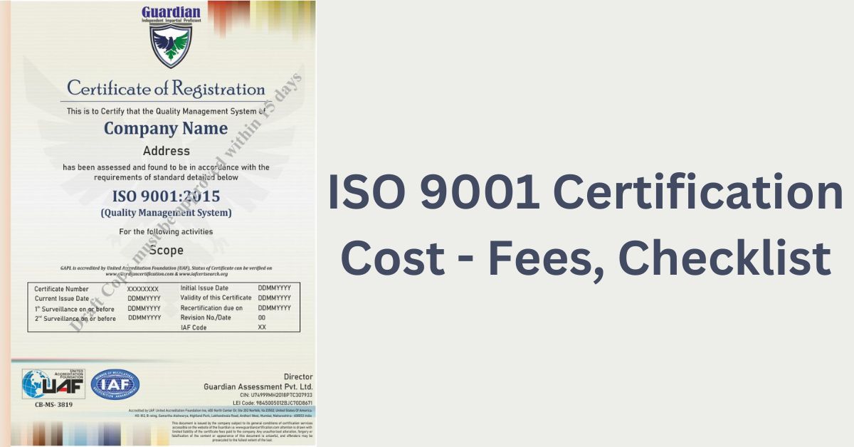 ISO 9001 Certification Cost - Certificate, Fees, Process Full Details